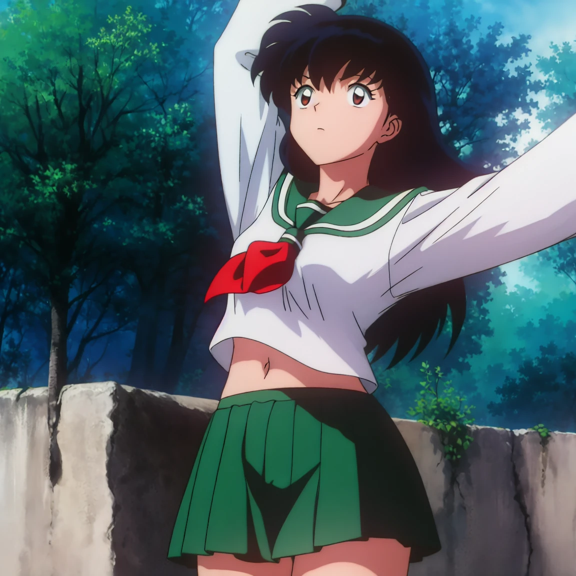 Kagome Higurashi's Belly Button Stretch by JokingBrianX on DeviantArt