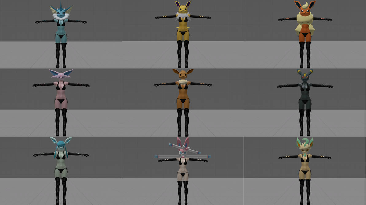 SFM Anthro Eeveelutions Models by frechdachs971 on DeviantArt