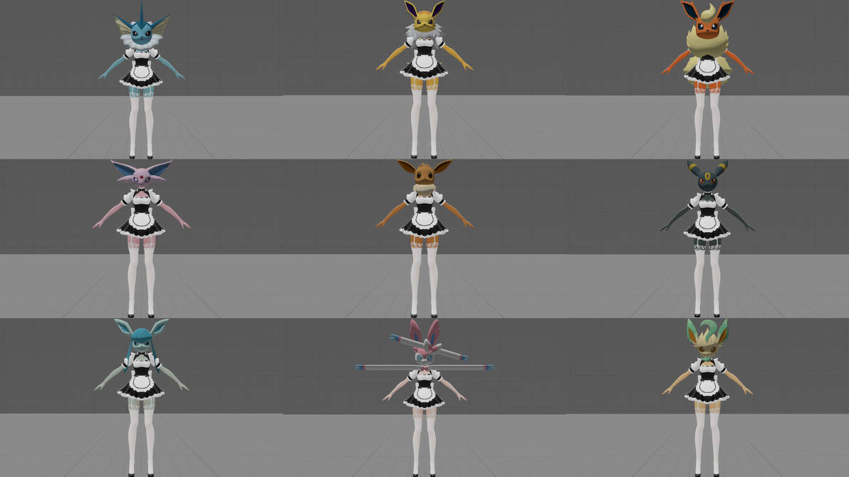 SFM Anthro Maid Eeveelution Girl Model by frechdachs971 on DeviantArt