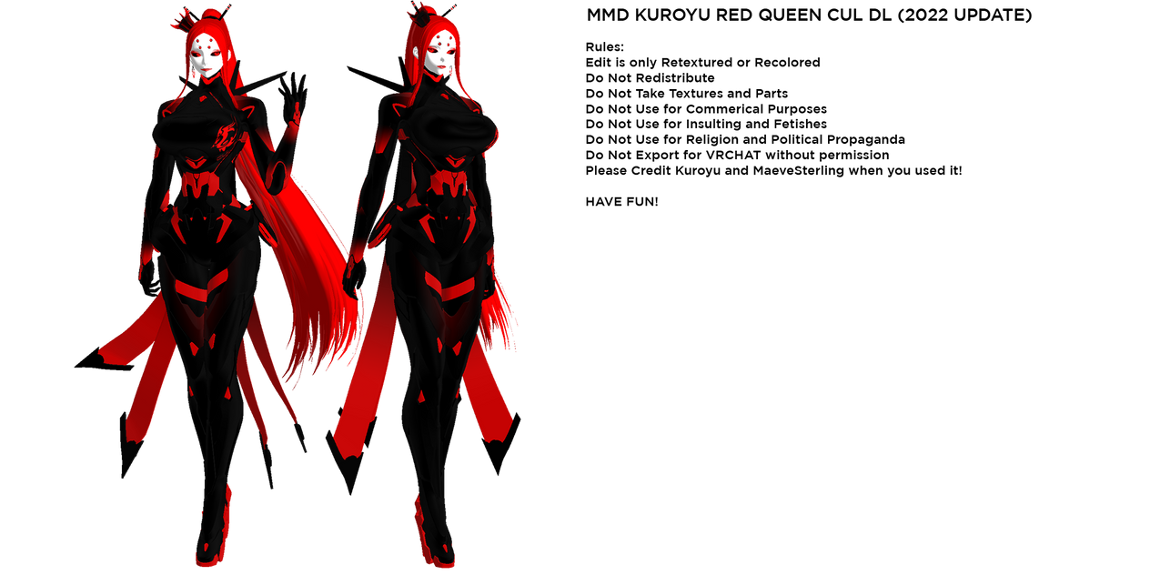 MMD Red Queen CUL DL (2022 Update) by MaeveSterling on DeviantArt