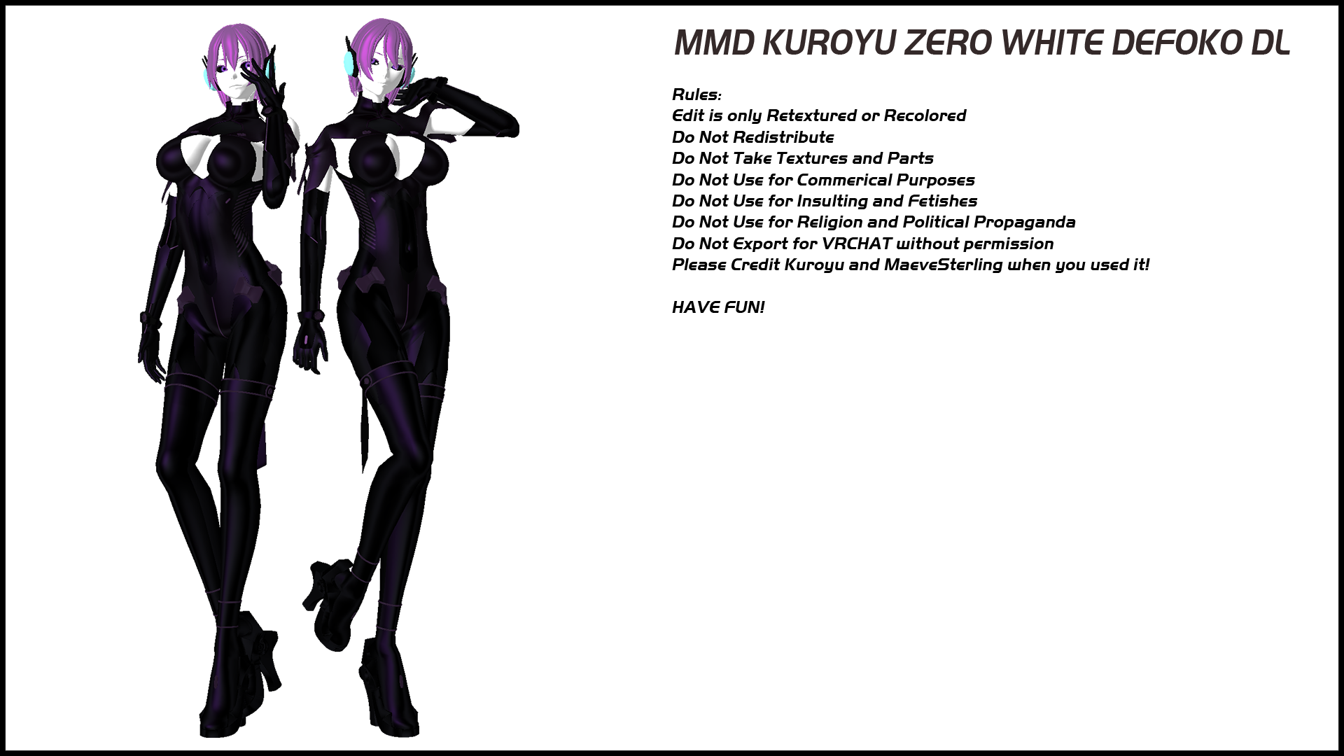 MMD Kuroyu Zero Wraith Defoko DL by MaeveSterling on DeviantArt