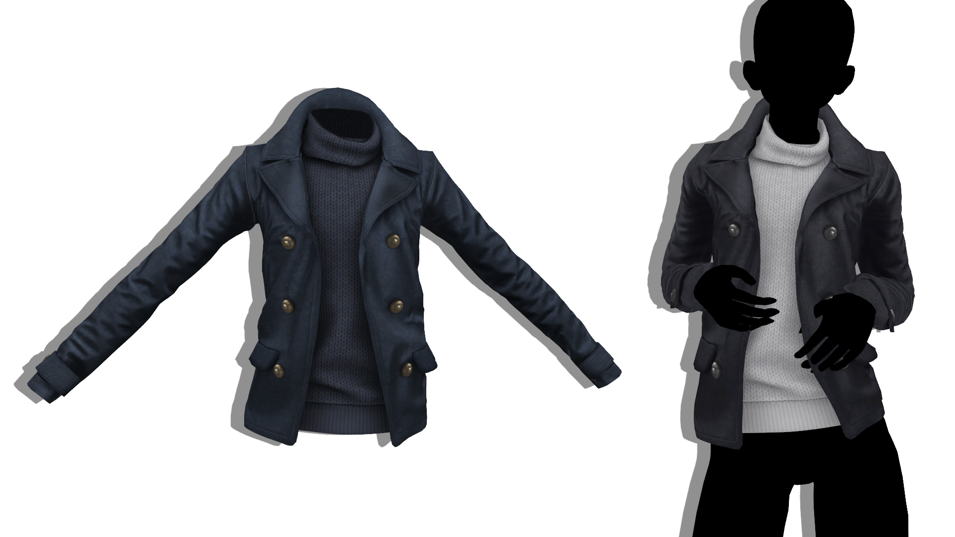 MMD - Sims 4 Navy Pea Coat by fake-n-true on DeviantArt
