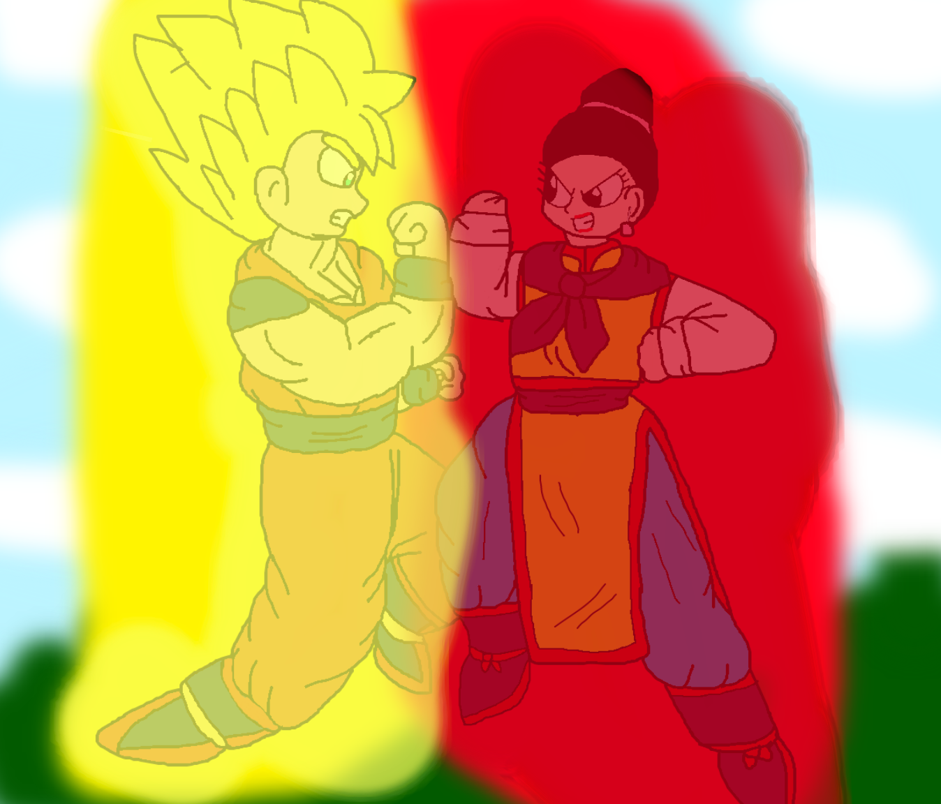 Chichi surpasses Super Sayian Goku (Colored) by alvaxerox on DeviantArt