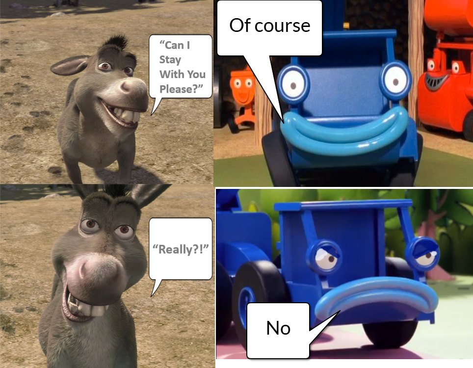 Donkey asked Lofty to stay by batman714 on DeviantArt