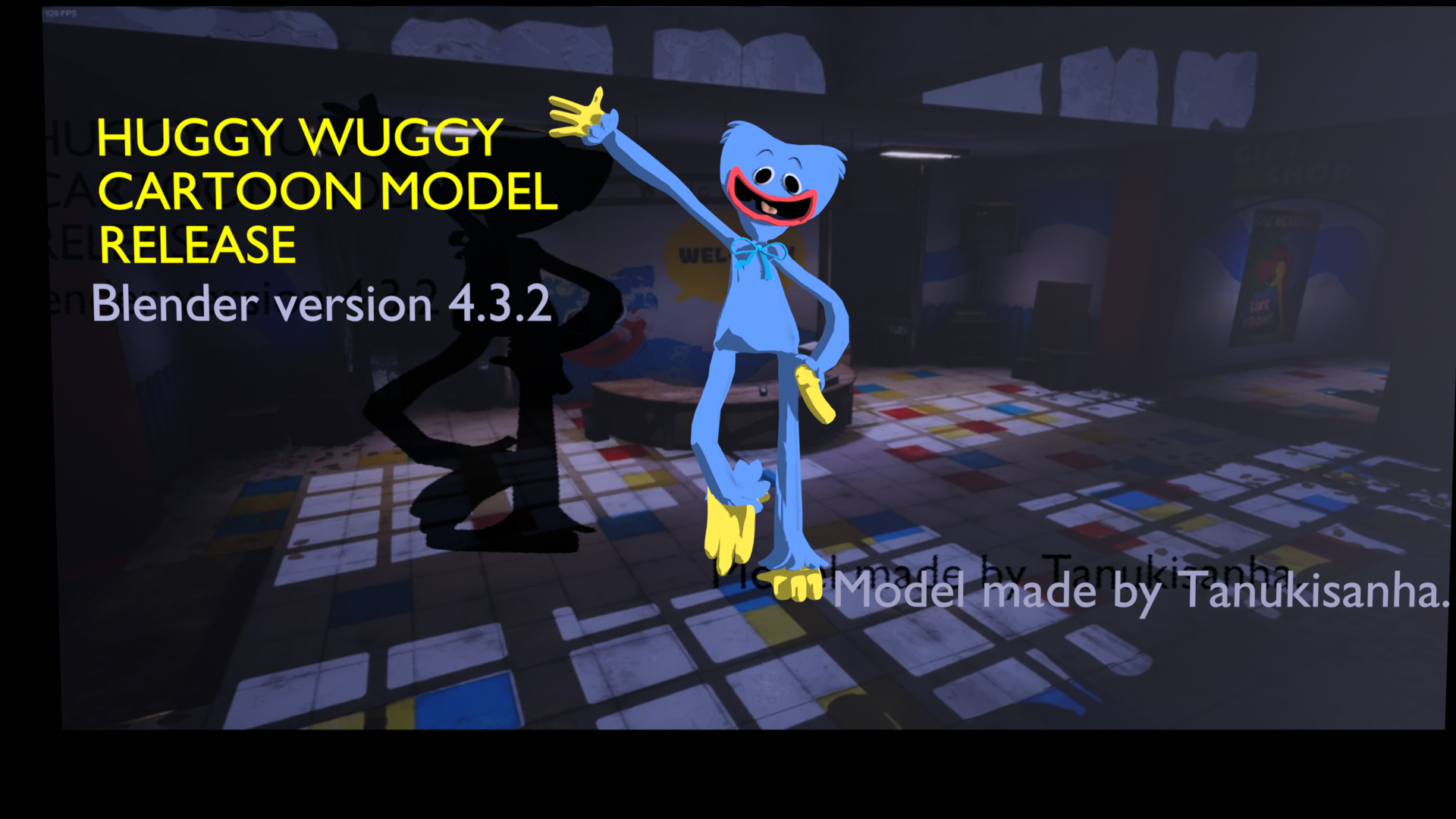 Huggy Wuggy cartoon 3d model Blender by Tanukisanha on DeviantArt
