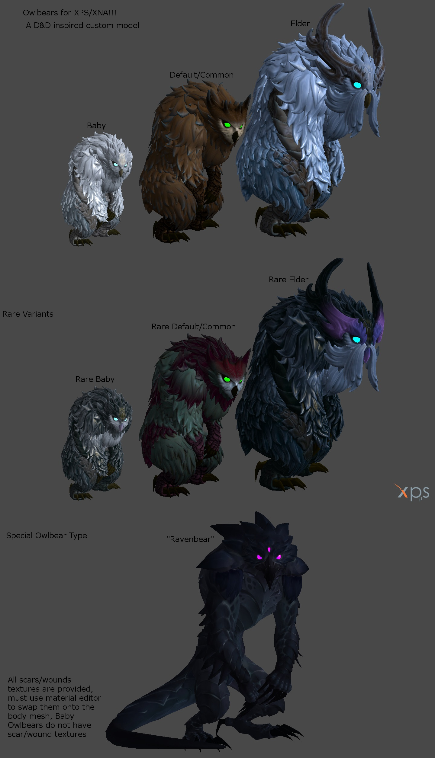 Owlbears (Meshmod) for XPS/XNA by Jorn-K-Nightmane on DeviantArt