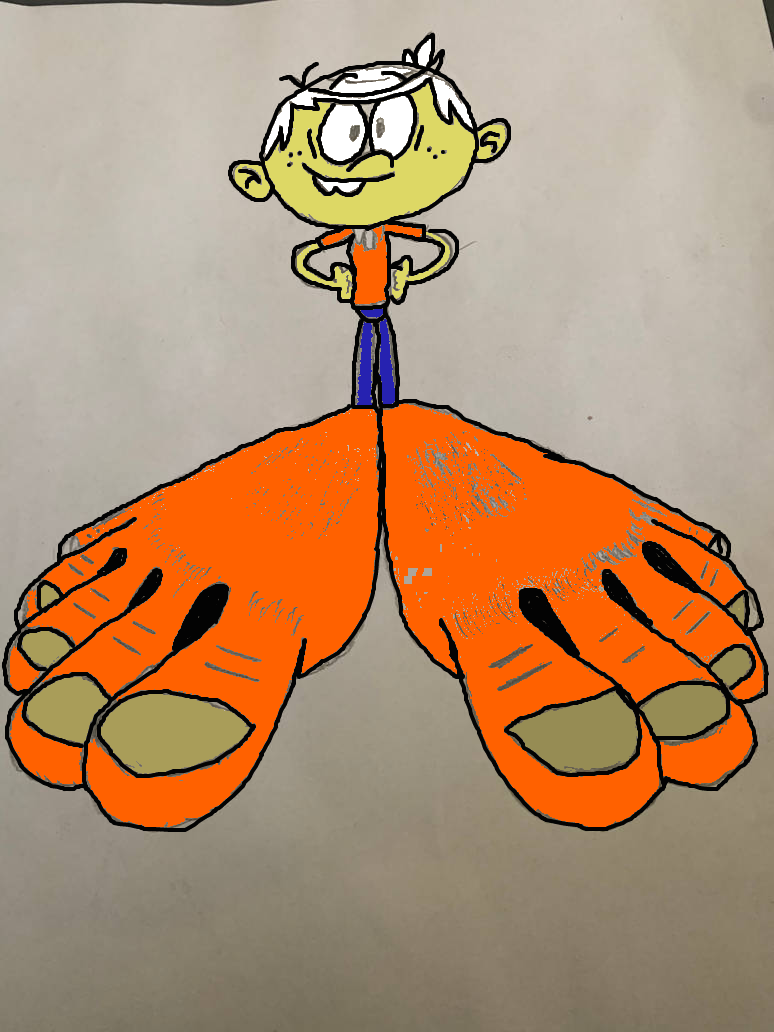Lincoln Loud's Humongous Orange Feet. by MegaByteRed on DeviantArt