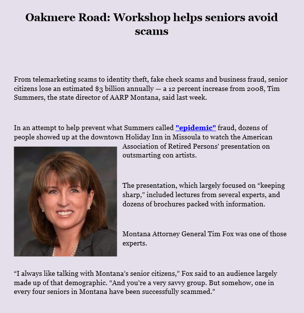 Oakmere Road Workshop helps seniors avoid scams by levicrisp05 on ...