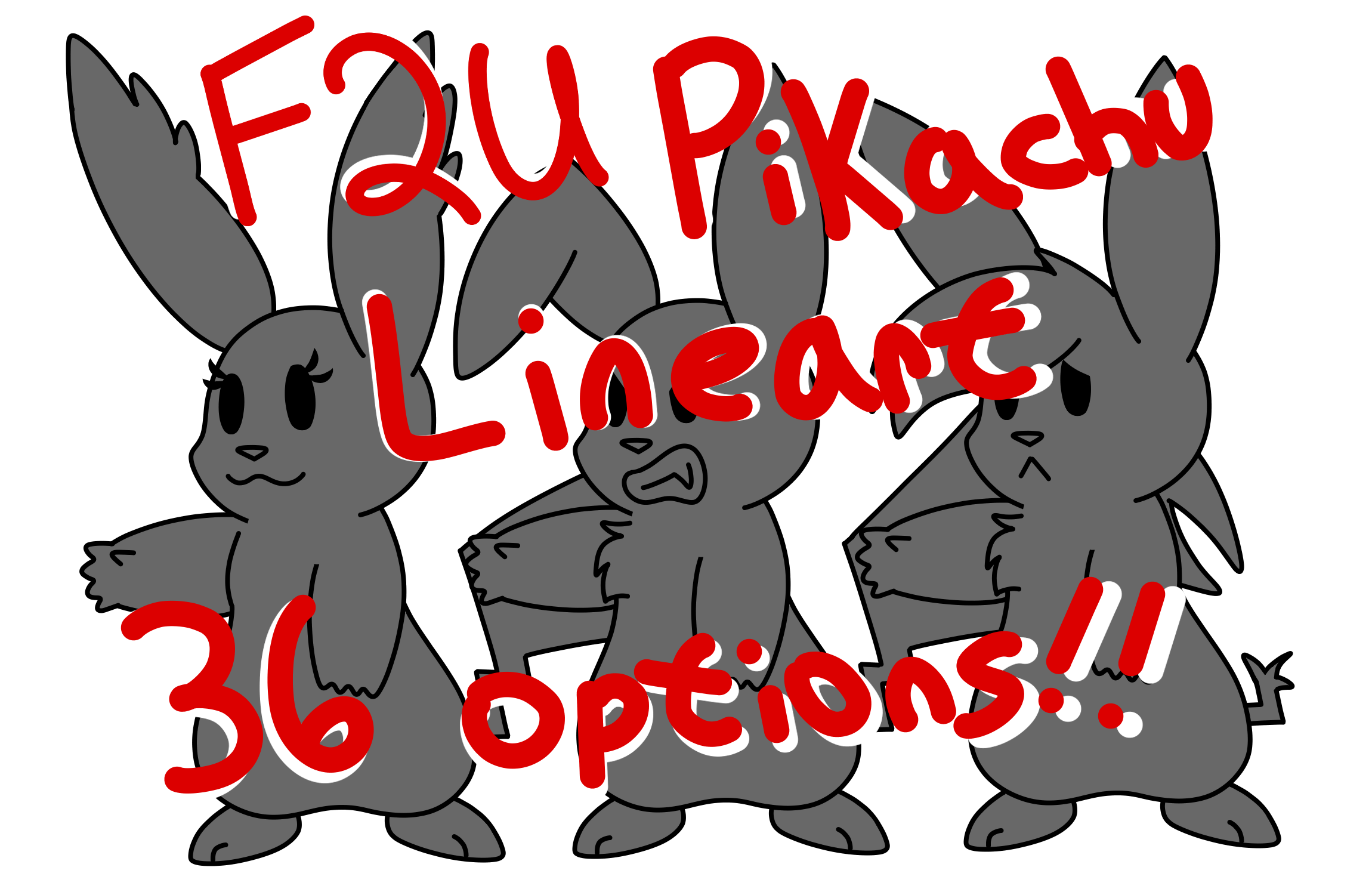 F2U Pikachu Lineart (Customizable) by DatFluffyEevee on DeviantArt