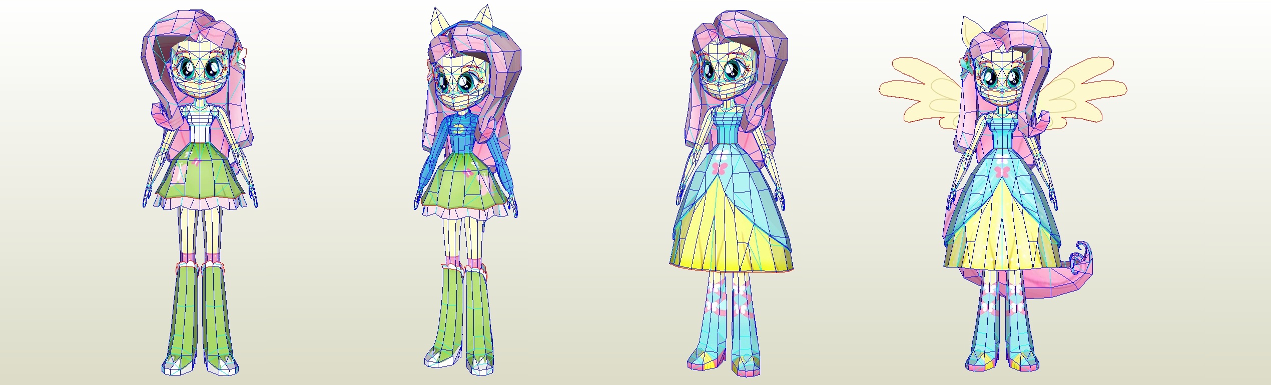 MLP Gameloft EG Fluttershy Pack by PapercraftKing on DeviantArt