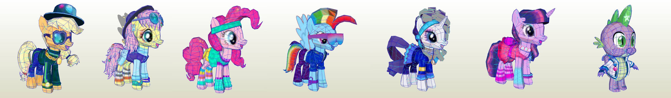 MLP Gameloft Retro Mane 6 and Spike by PapercraftKing on DeviantArt