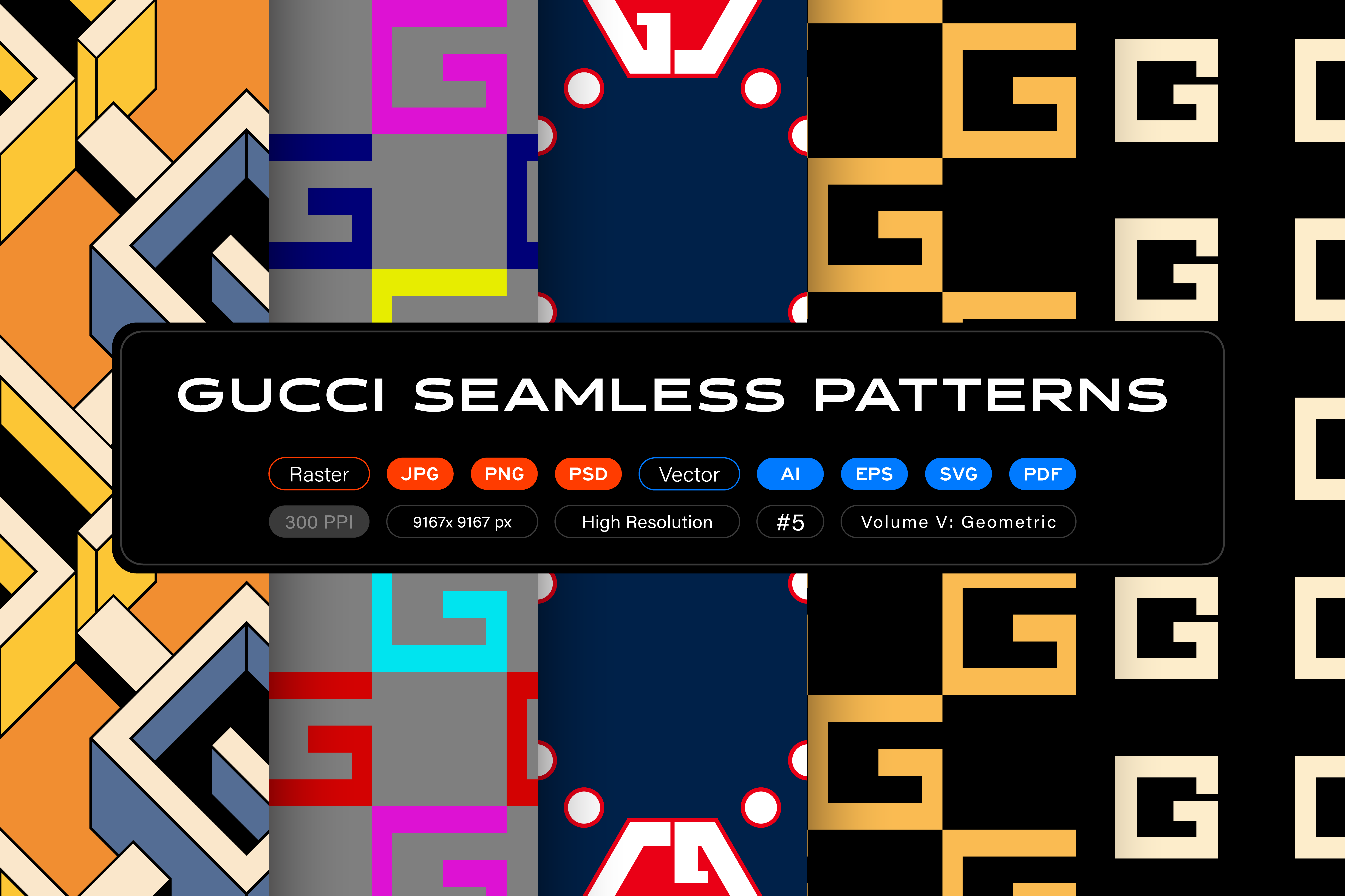 Gucci Seamless Patterns, Vol. 5: Geometric by itsfarahbakhsh on DeviantArt