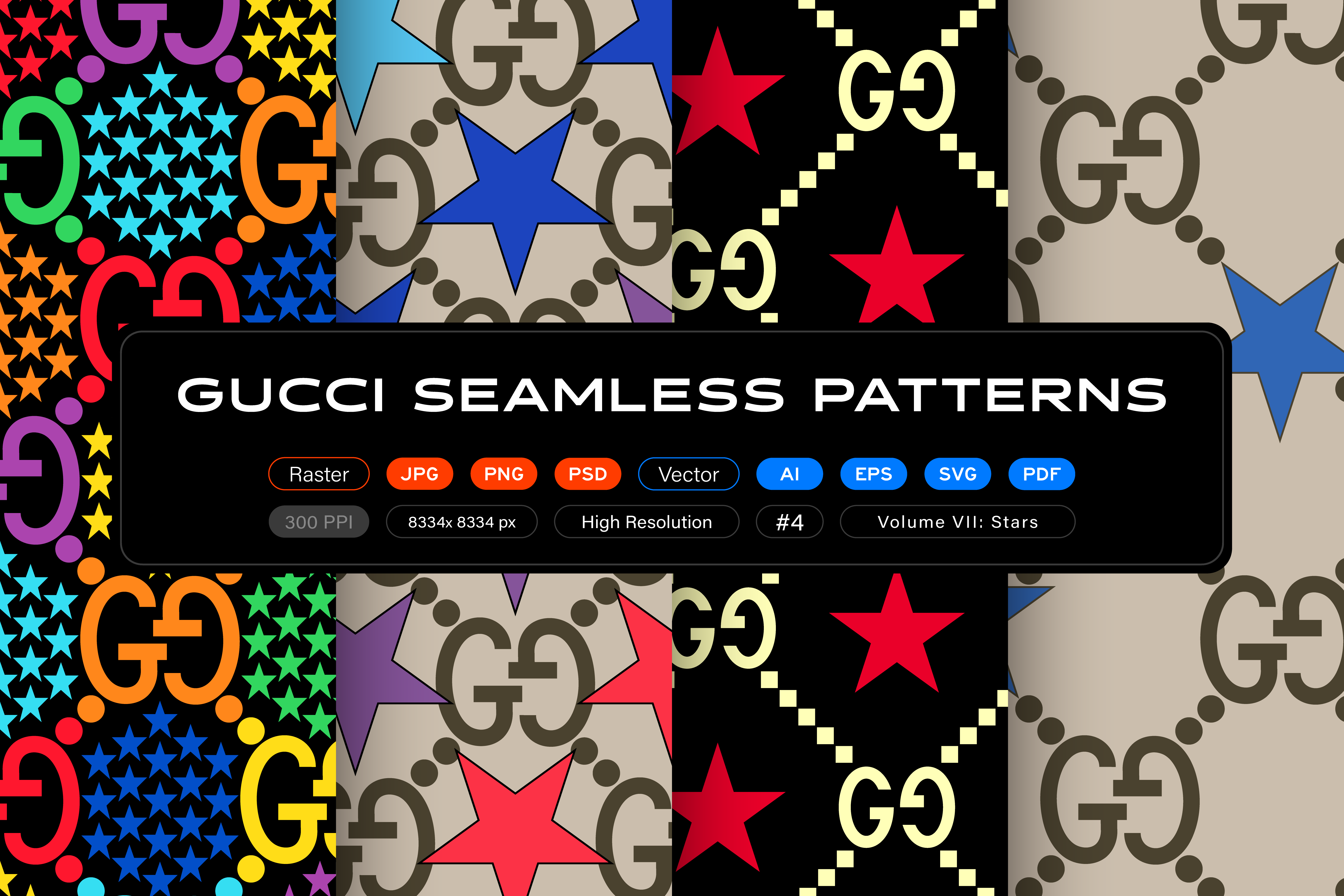 Gucci Seamless Patterns, Vol. 7: Stars by itsfarahbakhsh on DeviantArt
