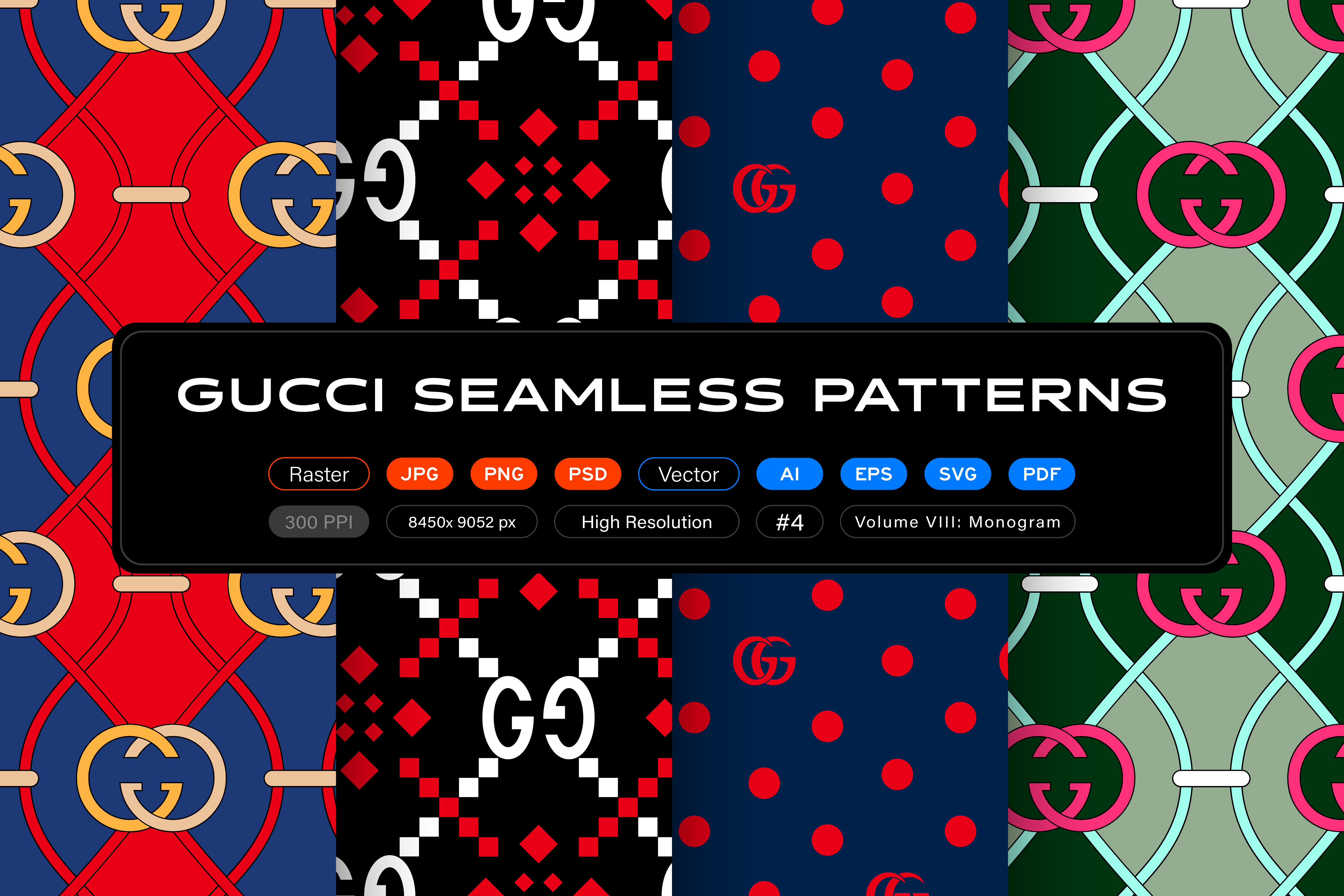 Gucci Seamless Patterns, Vol. 8: Monogram by itsfarahbakhsh on DeviantArt