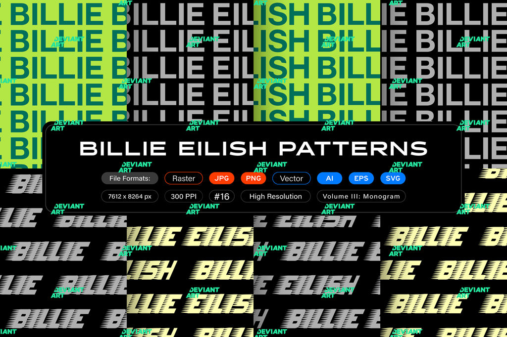 Billie Eilish Patterns, Vol. 3: Monogram by itsfarahbakhsh on DeviantArt
