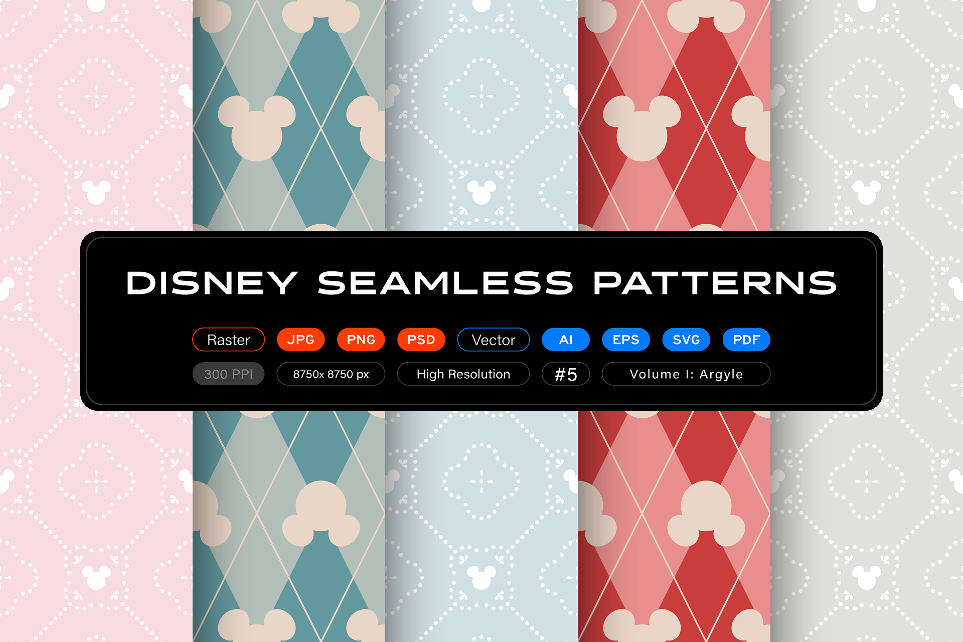 Disney Seamless Patterns, Vol. 1: Argyle by itsfarahbakhsh on DeviantArt