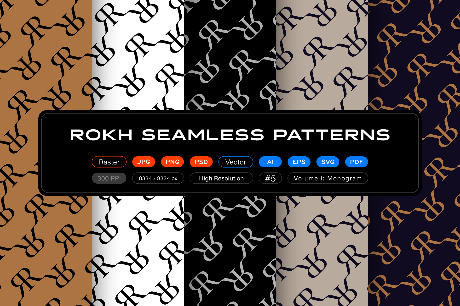 ROKH Seamless Patterns, Vol. 1: Monogram by itsfarahbakhsh on DeviantArt