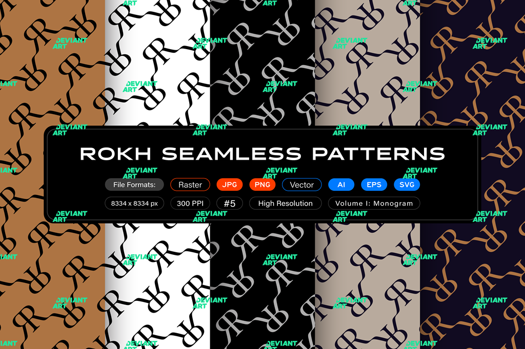ROKH Seamless Patterns, Vol. 1: Monogram by itsfarahbakhsh on DeviantArt