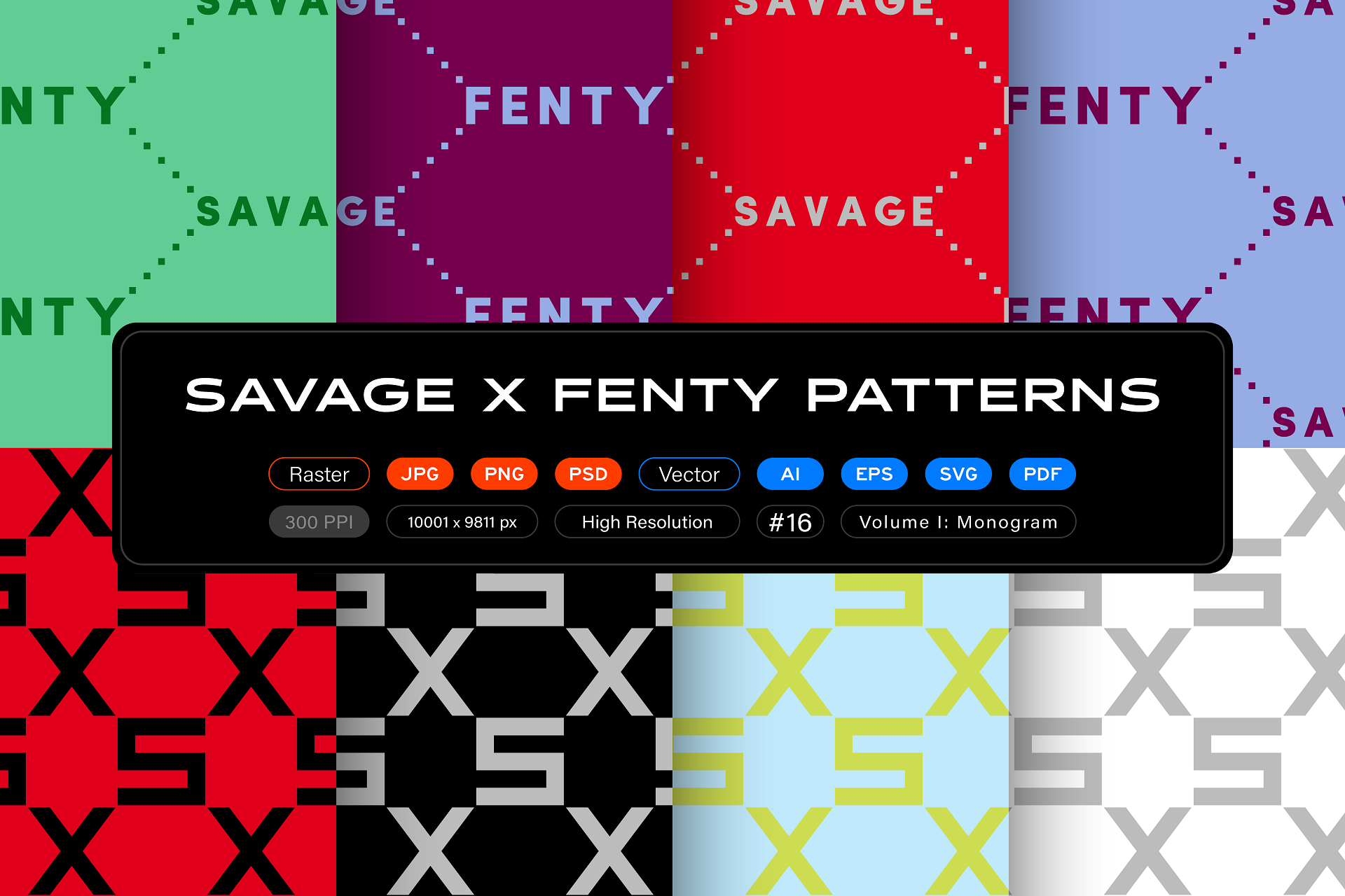 Savage X Fenty Patterns, Vol. 1 Monogram by itsfarahbakhsh on DeviantArt