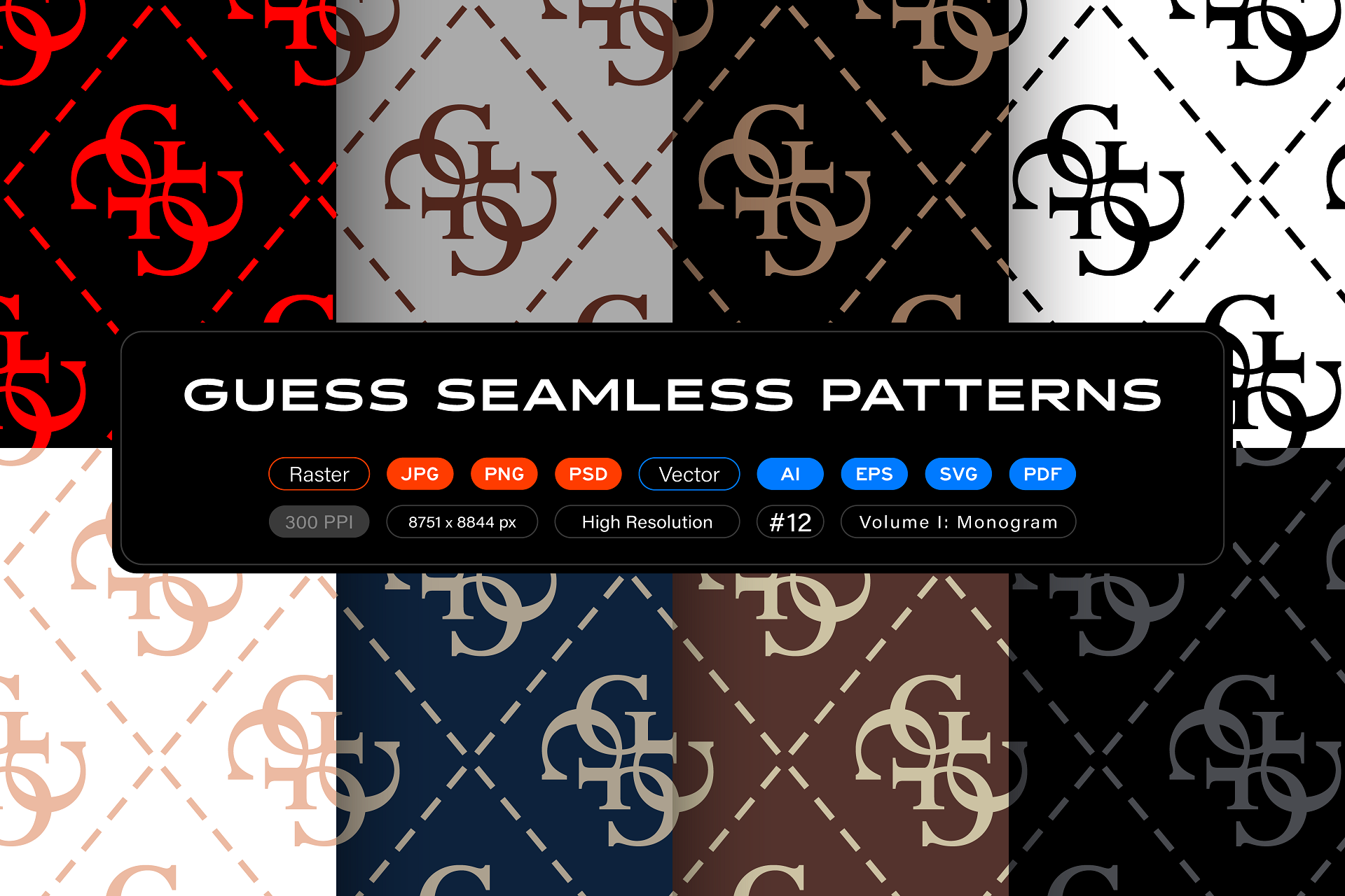 Guess Seamless Patterns, Vol. 1: Monogram by itsfarahbakhsh on DeviantArt