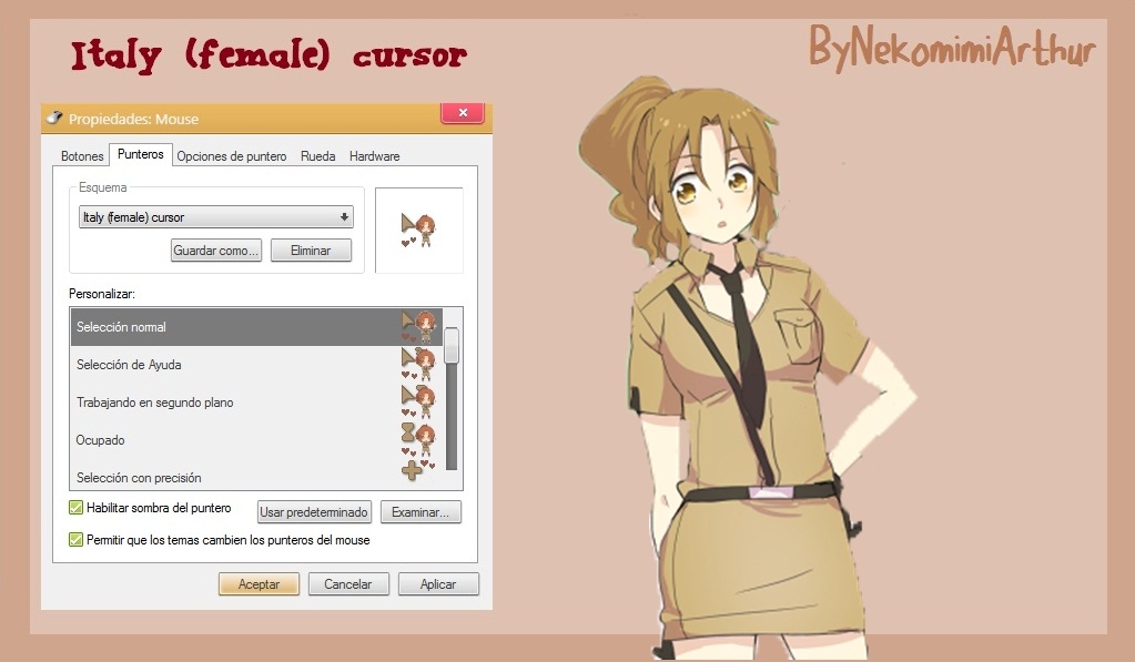 Italy (female) cursor ByNekomimiArthur by Nekomimiarthur on DeviantArt