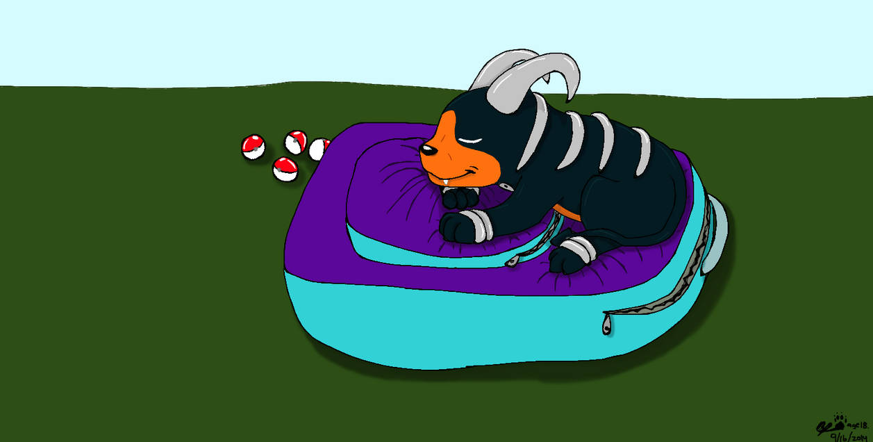 Baby houndoom takes a nap! by shadowwolfginga on DeviantArt