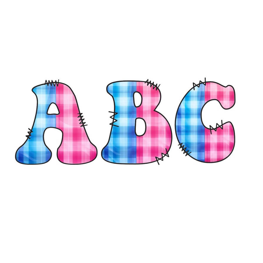 Pink and Blue Plaid Doodle Alphabet Set by Rondasdesigns on DeviantArt