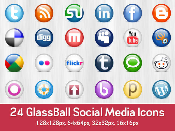24 Glossy Social Media Icons (PSD) by softarea on DeviantArt