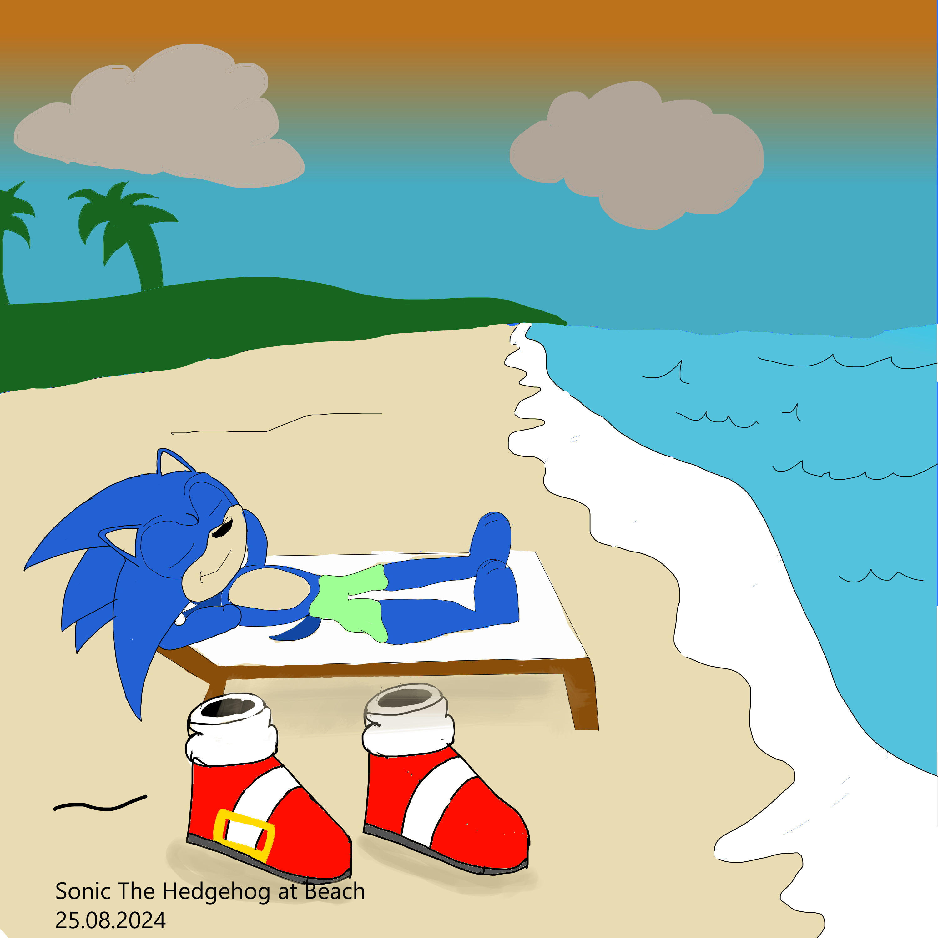 Sonic lying at the beach by Stiv17291 on DeviantArt