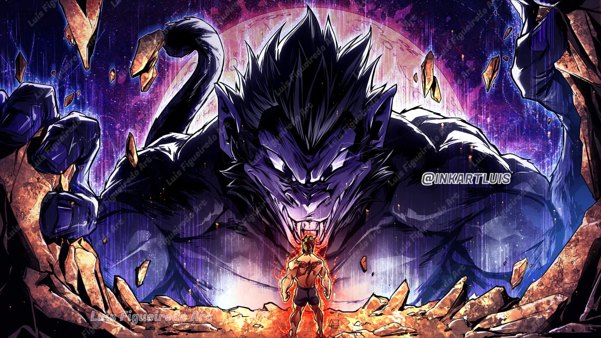 Oozaru vs another guy commission by inkartluis on DeviantArt