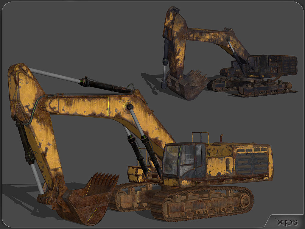Excavator (whole and burned) by aleksiszet by aleksiszet on DeviantArt