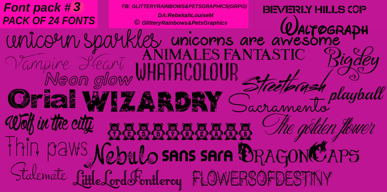 Fonts Pack #3 by RebekahLouiseM on DeviantArt