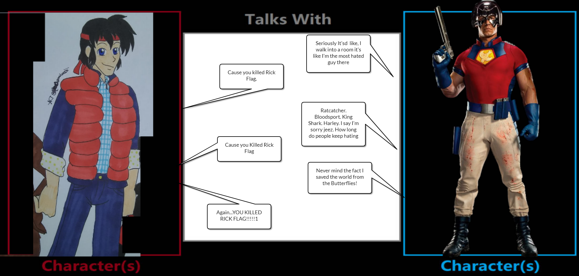 Cartoon All stars Mike talks to peacemaker by Gojira012 on DeviantArt