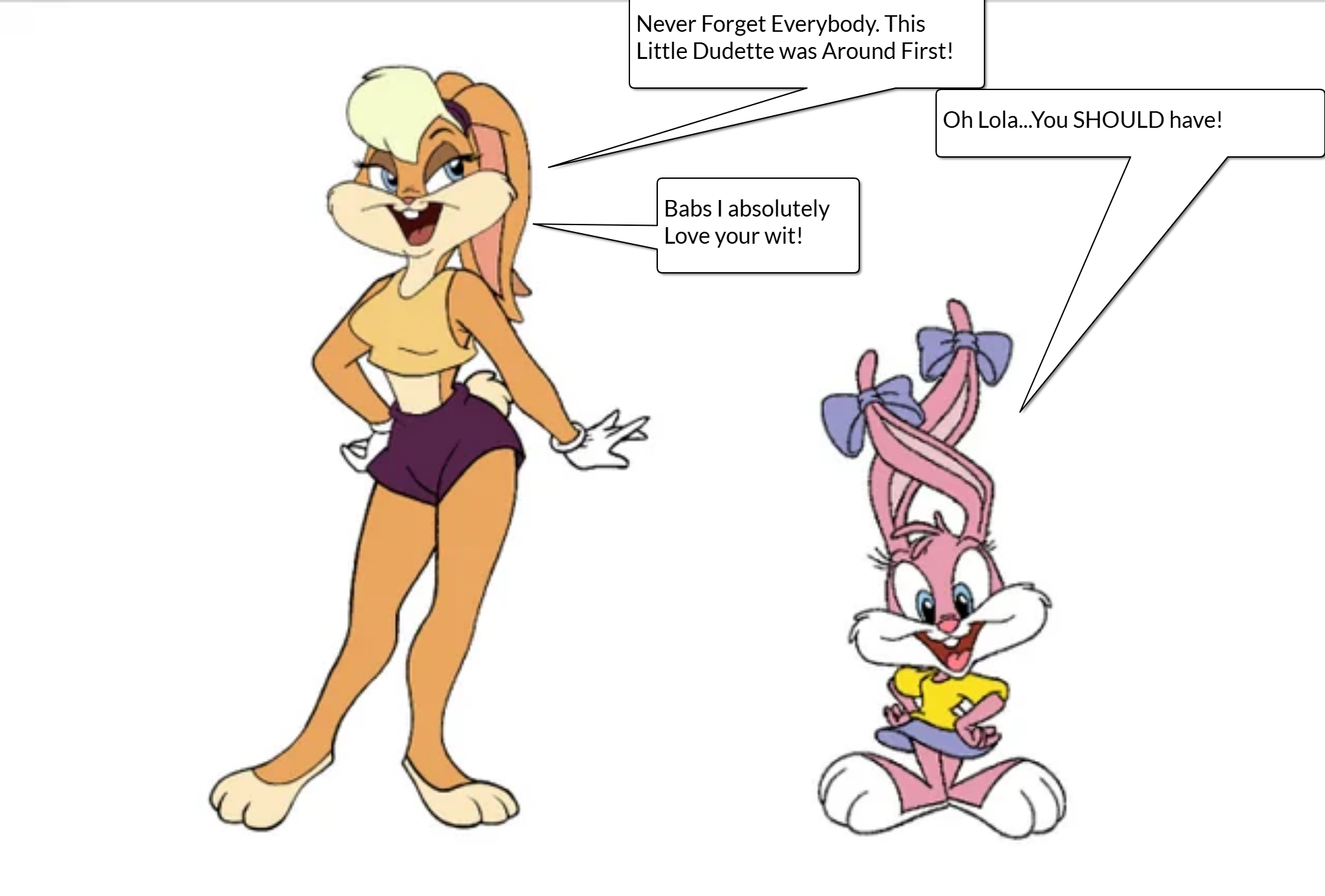 Lola Bunny gives Babs Bunny Appreciation by Gojira012 on DeviantArt