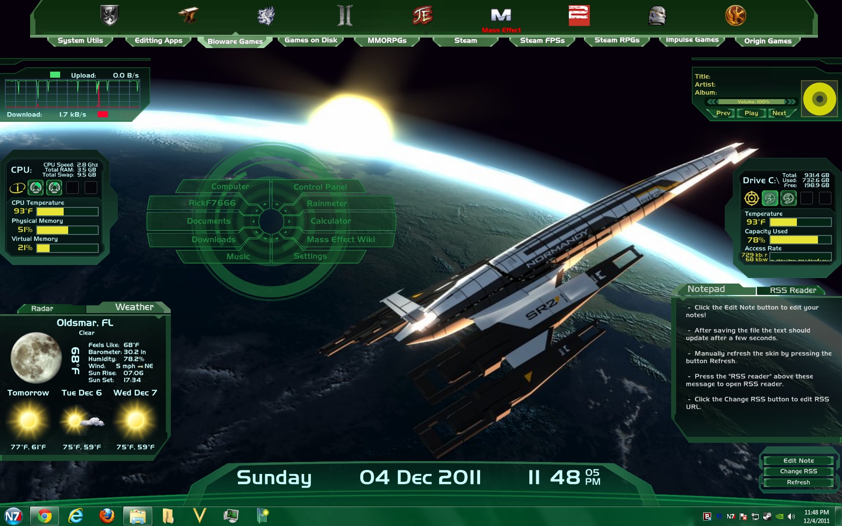 Mass Effect Colonist Rainmeter Skin by RickF7666 on DeviantArt