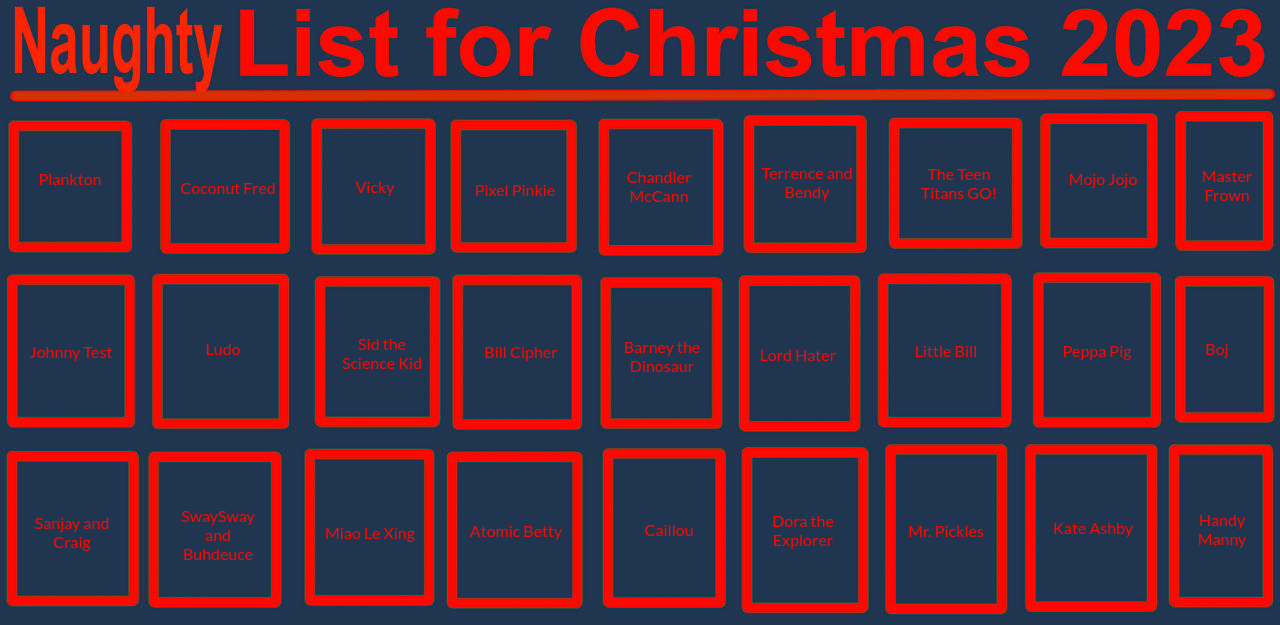 My Naughty List for Christmas 2023 by JansyntheGirl2004 on DeviantArt