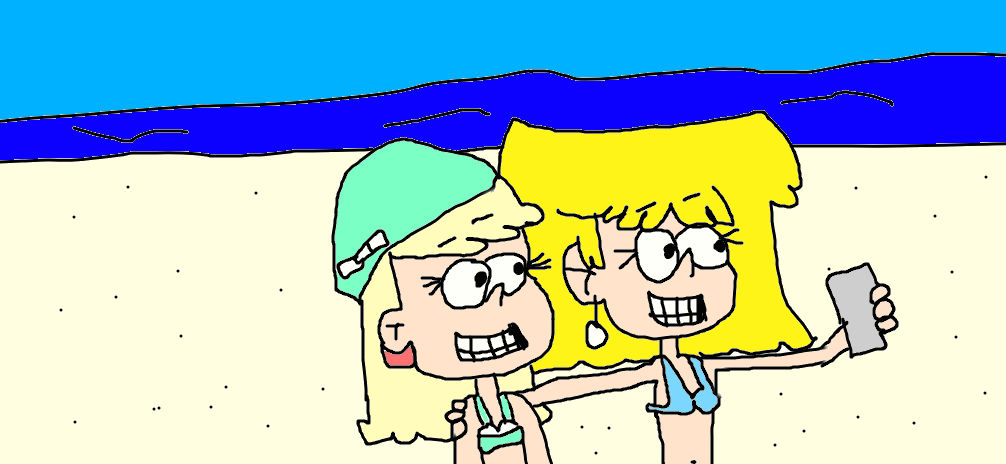 Lori and Leni Beach Selfie by Simpsonsfanatic33 on DeviantArt