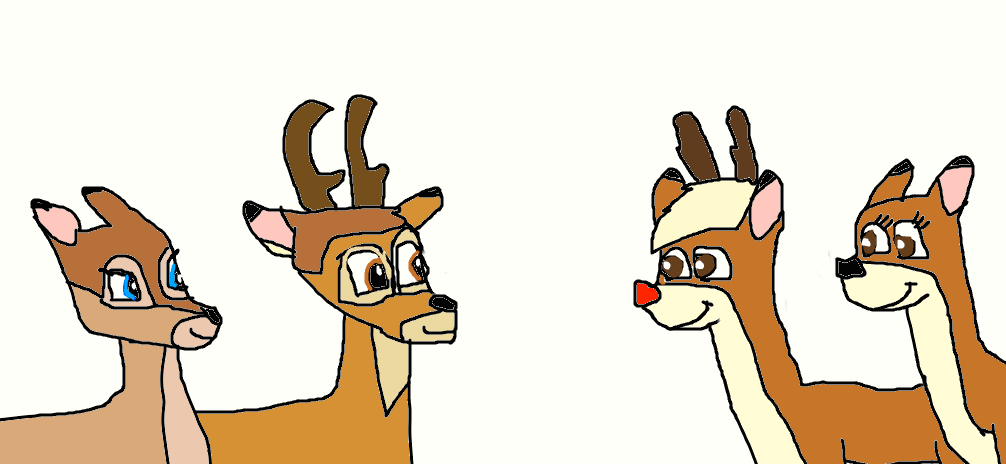 Bambi and Faline meet Rudolph and Zoey by Simpsonsfanatic33 on DeviantArt