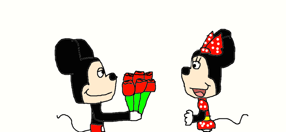 Mickey gives roses to Minnie by Simpsonsfanatic33 on DeviantArt