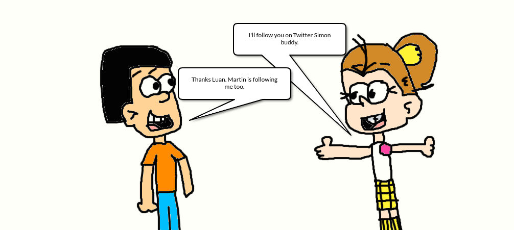 Luan following Simon on Twitter by Simpsonsfanatic33 on DeviantArt