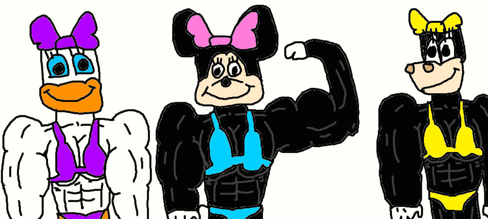Muscular Minnie, Daisy and Clarabelle by Simpsonsfanatic33 on DeviantArt