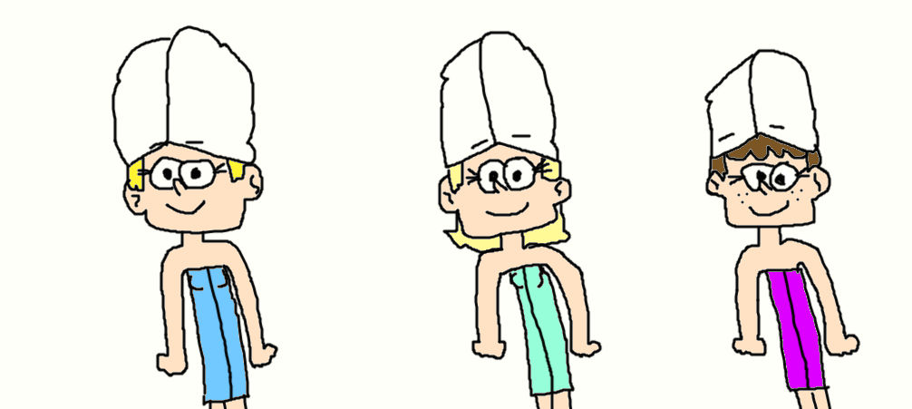 Lori, Leni and Luna wearing towels by Simpsonsfanatic33 on DeviantArt