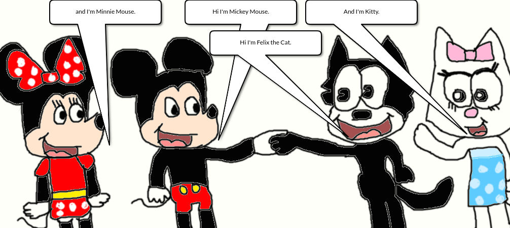 Mickey and Minnie meet Felix and Kitty by Simpsonsfanatic33 on DeviantArt