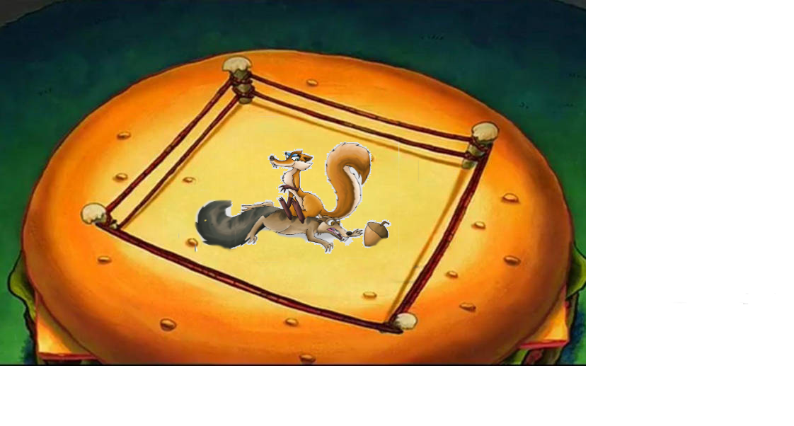 scrat and scratte wrestle on a bun for the acorn by foxmale97 on DeviantArt