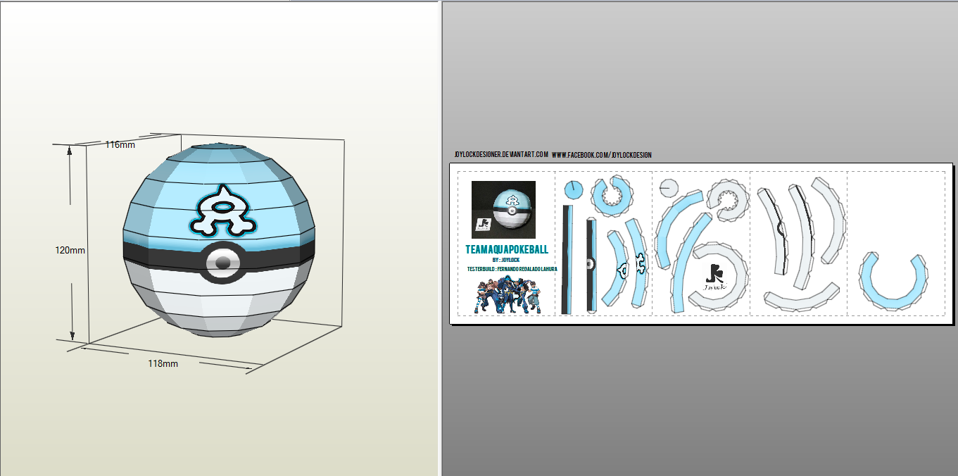 Papercraft Free Poke Ball Team Aqua by JoylockDesigner on DeviantArt