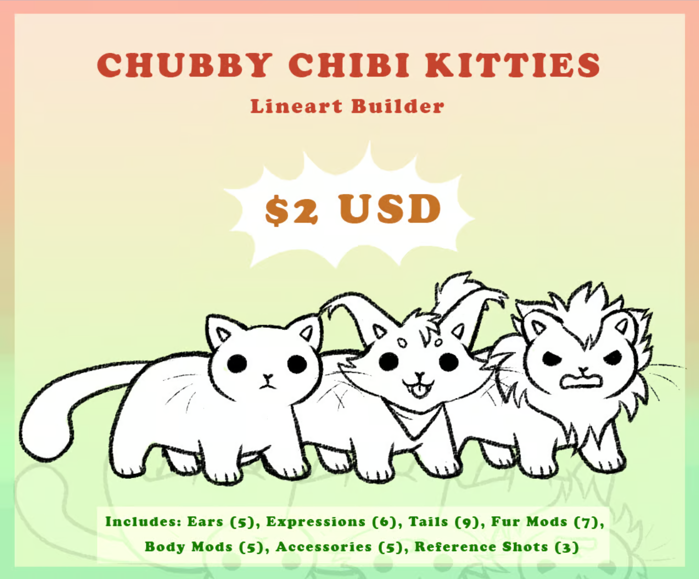 [P2U Lineart Builder] Chubby Chibi Kitties by WildMelo on DeviantArt