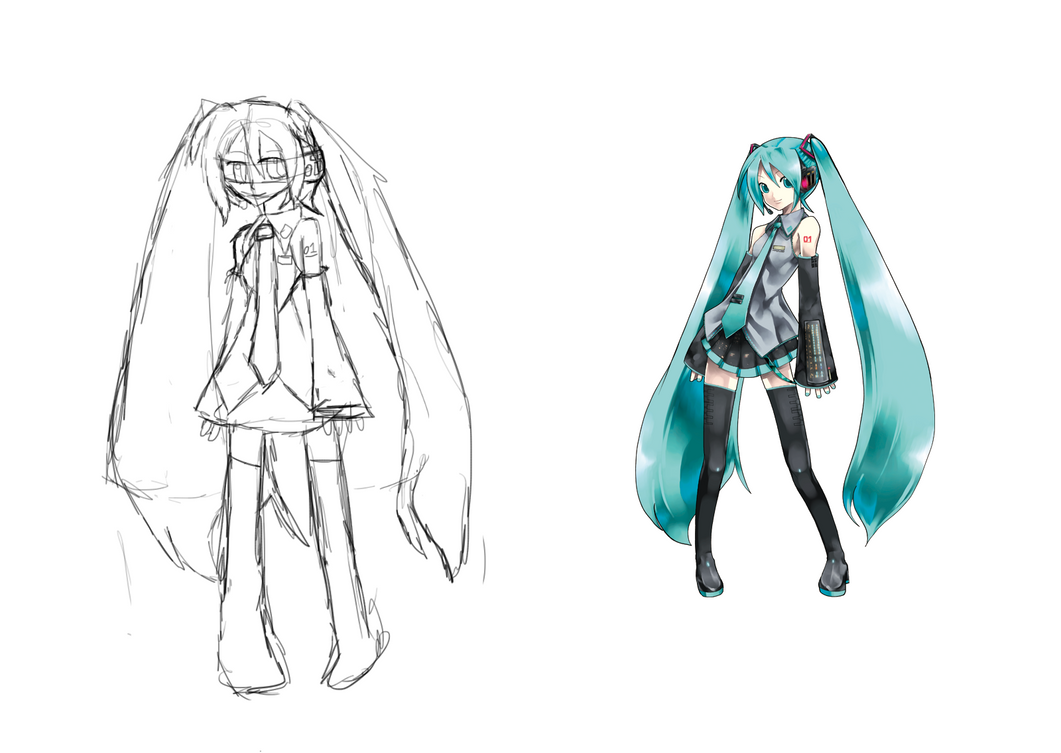 Hatsune Miku SKETCH by SonicPokemonFan951 on DeviantArt