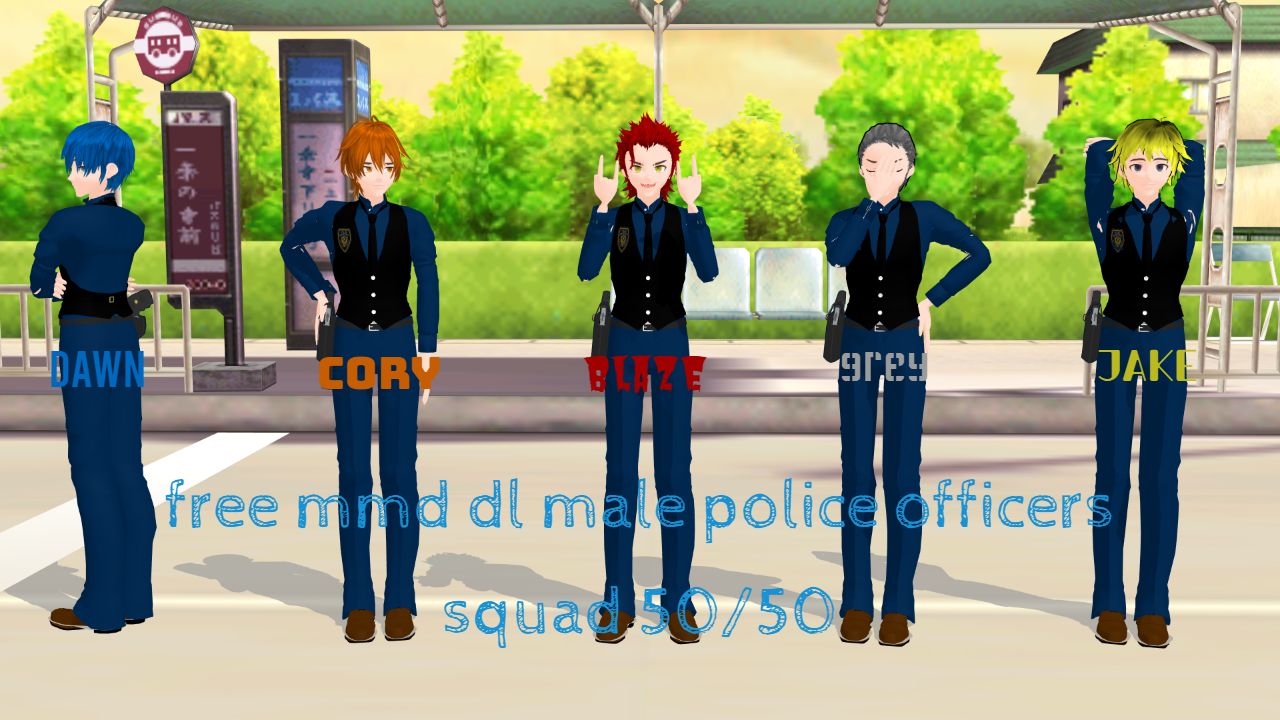 mmd free male police officers pack squad 50/50 by player9135 on DeviantArt