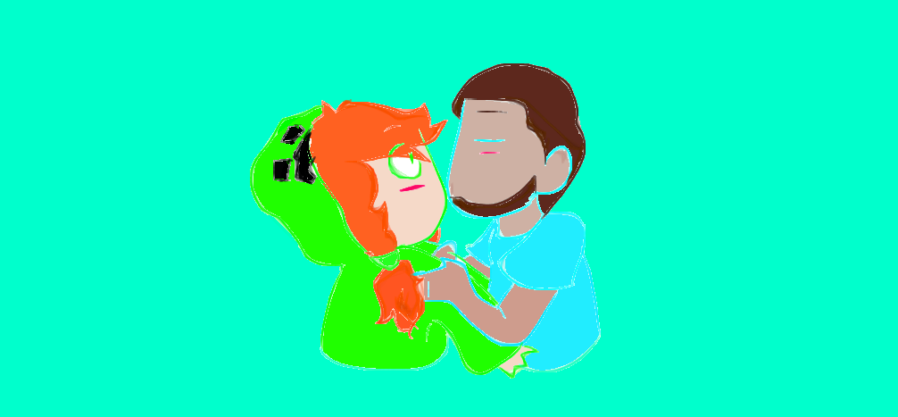 Minecraft Creeper Girl And Steve Kiss