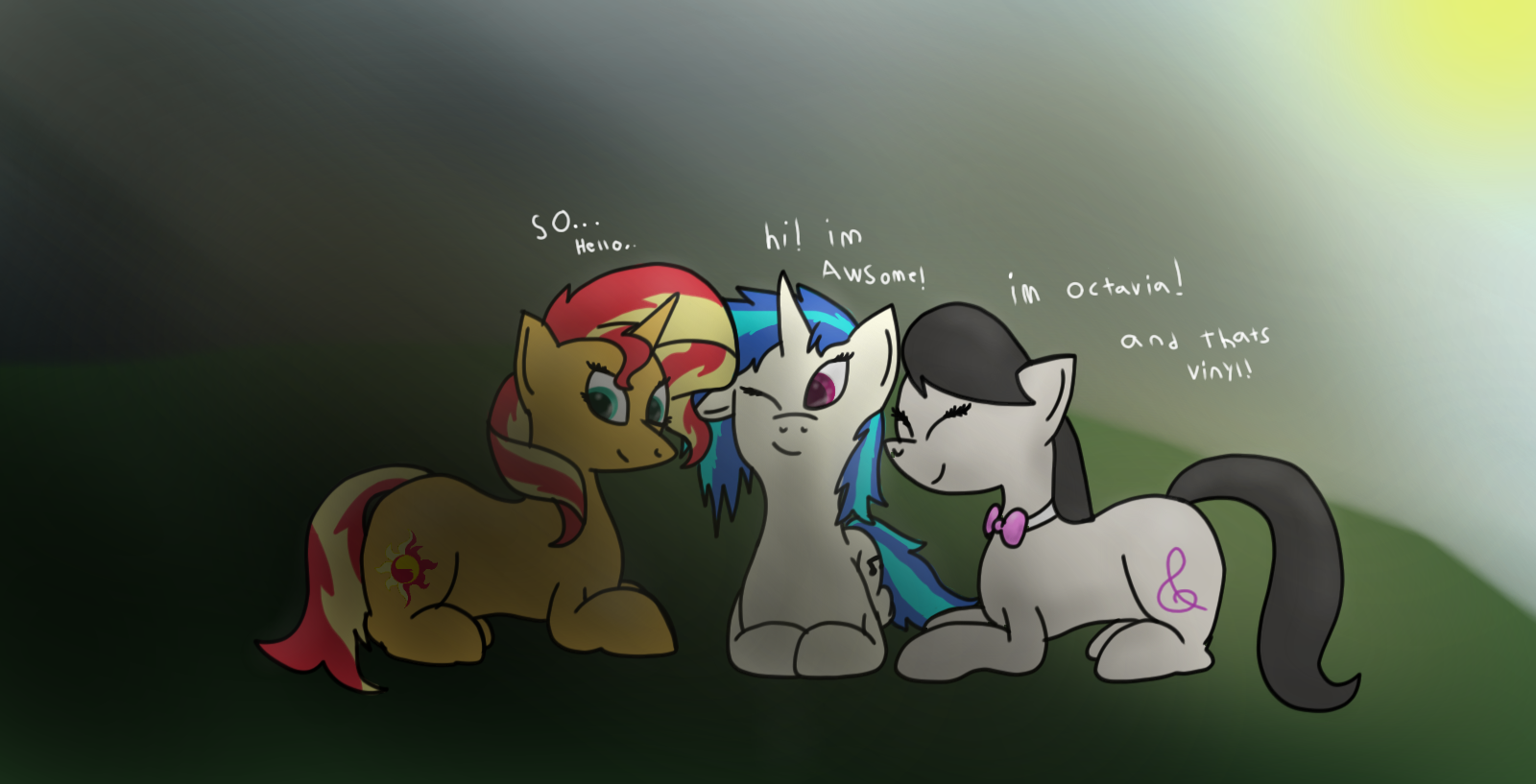Sunset shimmer vinyl scratch and octavia! by Glasscatzz on DeviantArt
